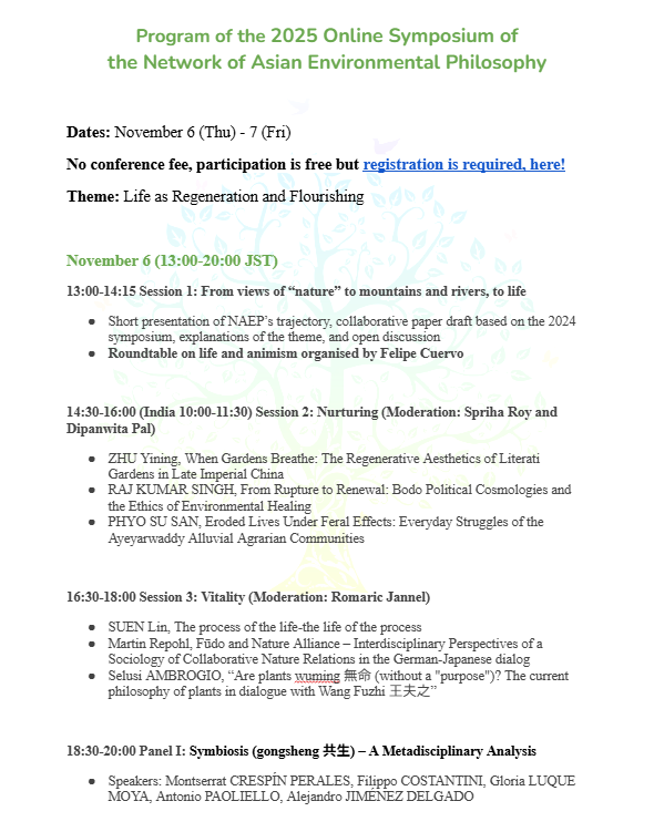 NAEP 2025 Online Symposium – Network of Asian Environmental Philosophy